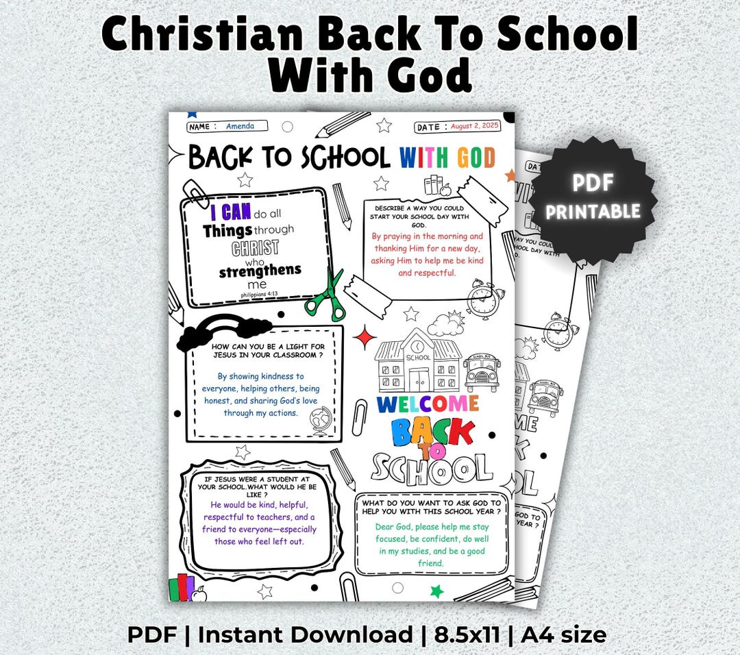 Christian Back to School With God Worksheet Printable, Back to School ...