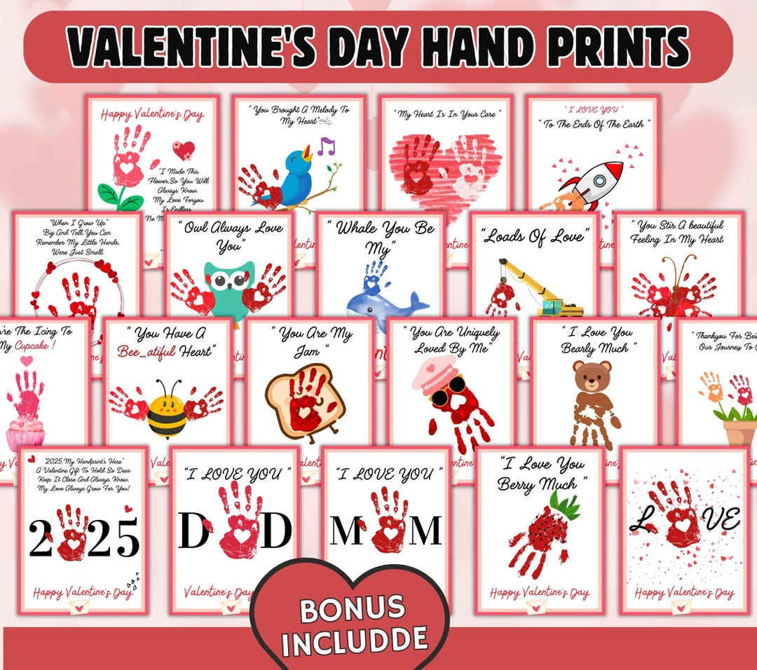 Valentine Handprint Art, Handprint Keepsake, Valentine Preschool Craft ...
