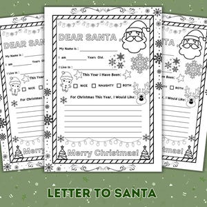 Letter to Santa Coloring Page, Printable Dear Santa Letter, Christmas ...
