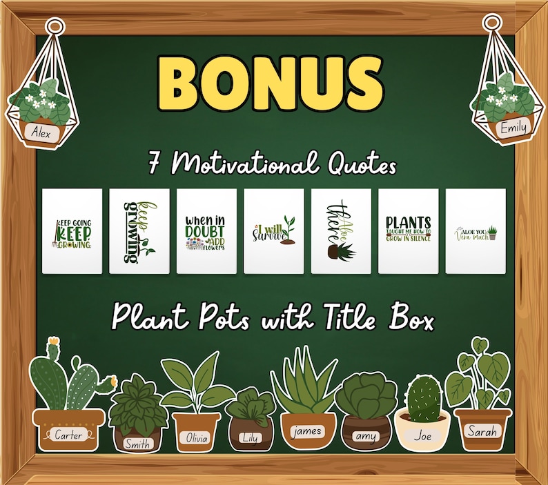 Plant Classroom Door Decor Kit Printable, Botanical Bulletin Board ...