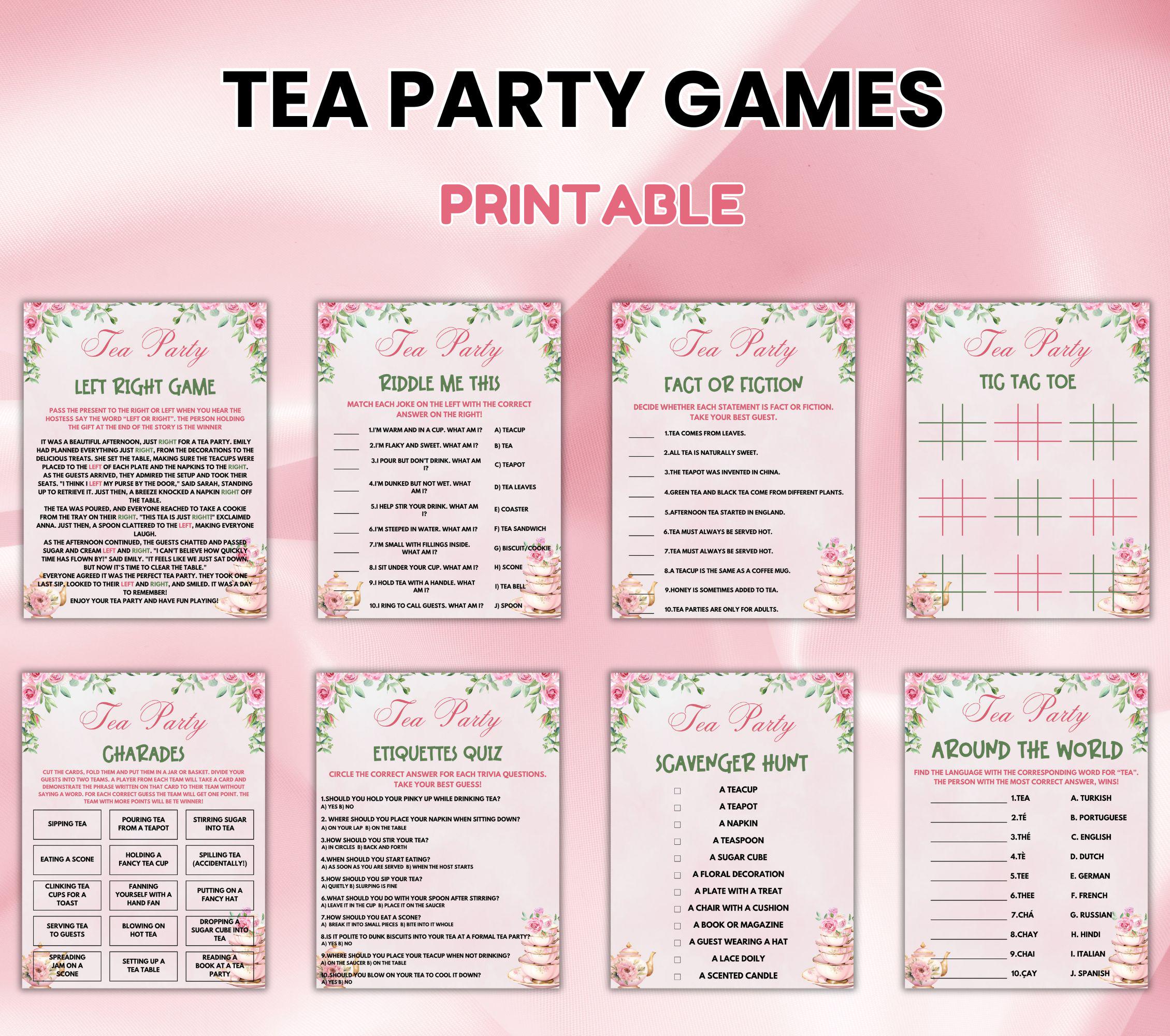 Tea Party Games Bundle, Tea Party Game, Tea Party Game Ideas, Tea Party ...
