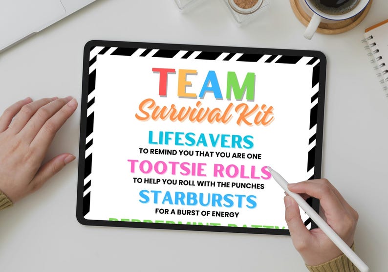 Editable Team Survival Kit Gift Tag Printable, Employee Welcome Gift ...