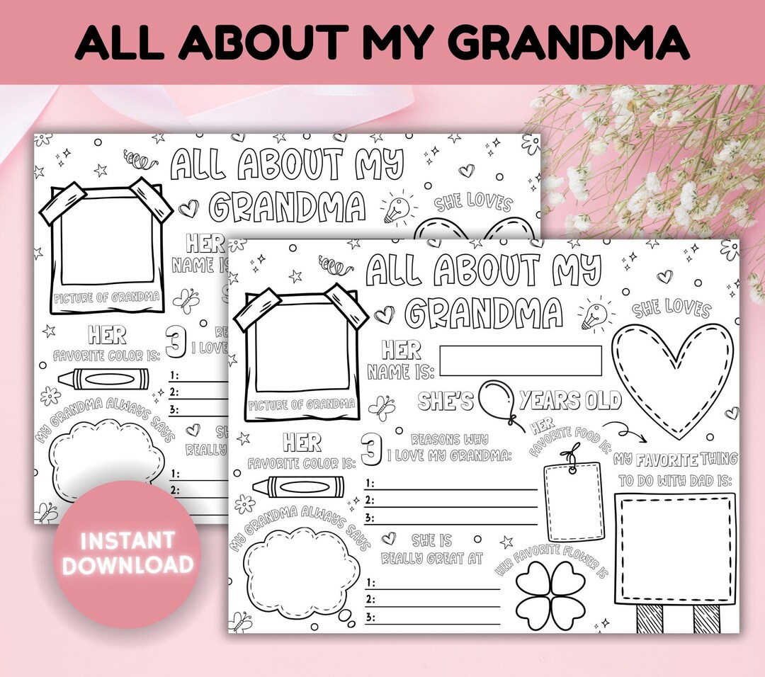 All About My Grandma Questionnaire Printable, All About My Nana ...