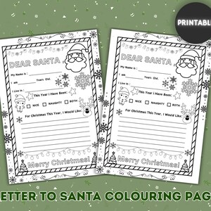 Letter to Santa Coloring Page, Printable Dear Santa Letter, Christmas ...