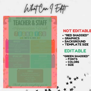 Editable Teacher Appreciation Week Itinerary Poster Template, Teachers ...
