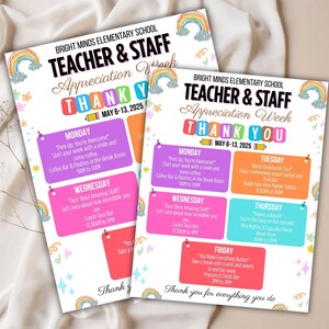 Editable Teacher Appreciation Week Itinerary Poster Template, Teachers ...