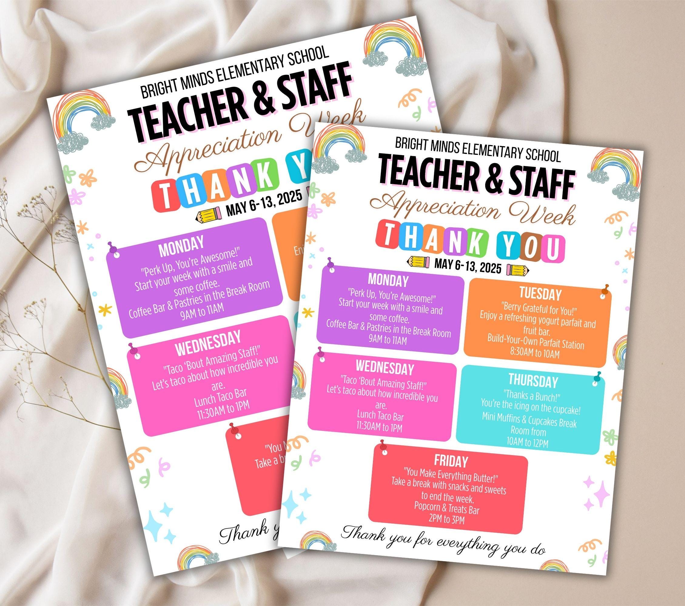Editable Teacher Appreciation Week Itinerary Poster Template, Teachers ...