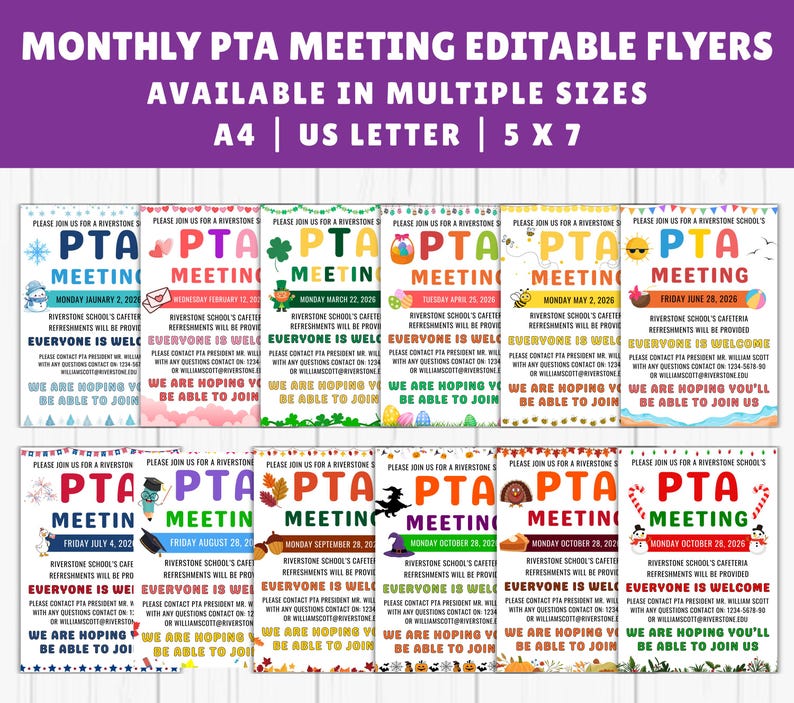 Editable PTO PTA Flyer Bundle, School Newsletter Templates (canva) - Etsy