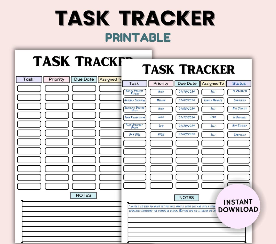 Simple Task Tracker Printable, Digital Todo List Tracker, To-do List ...