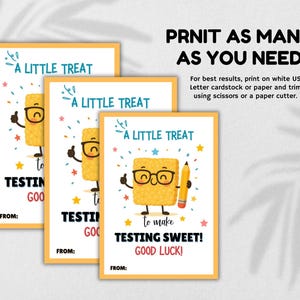 Crispy Rice Treats Good Luck Gift Tag Printable, Testing Day Snack Tag ...