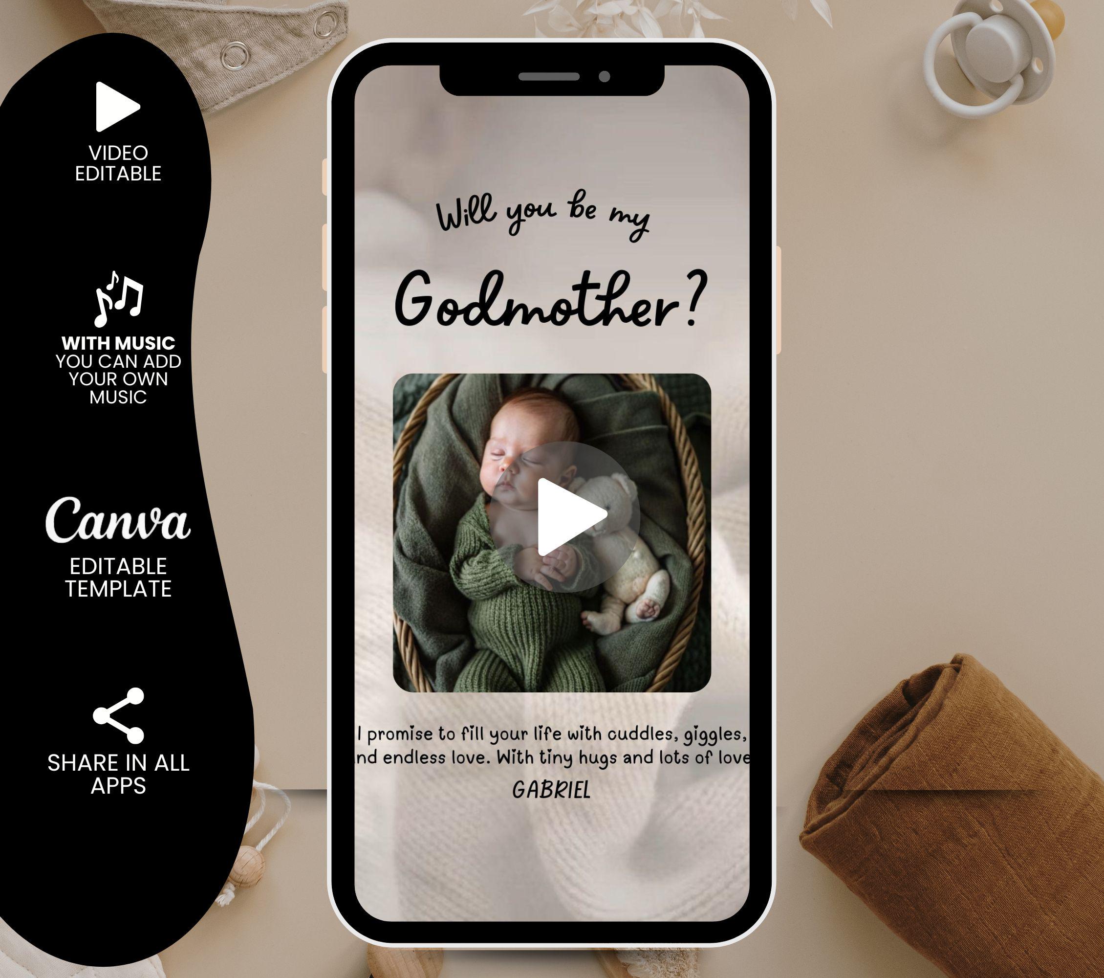 Editable Will You Be My Godmother Proposal Video Template, Printable ...