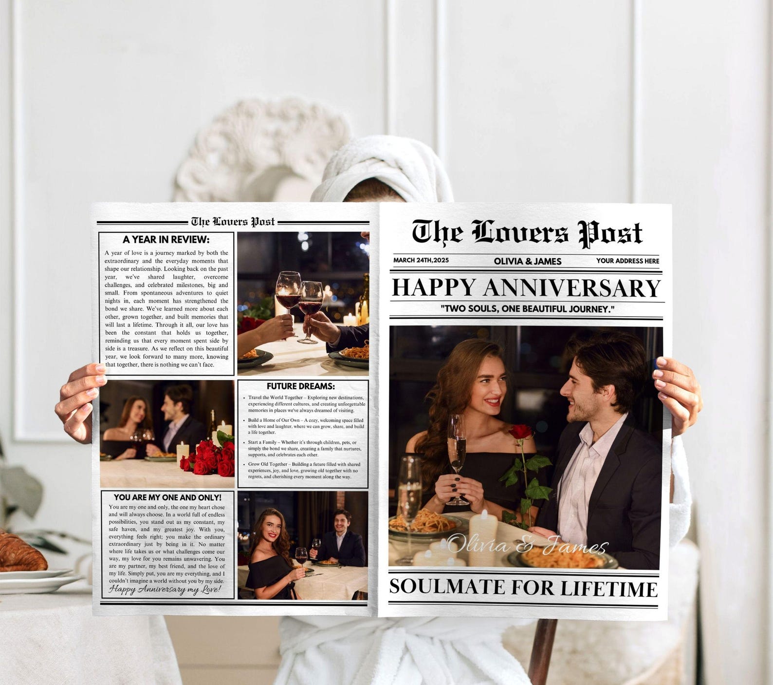 Couples 1st Year Anniversary Newspaper Template, First Year Wedding ...