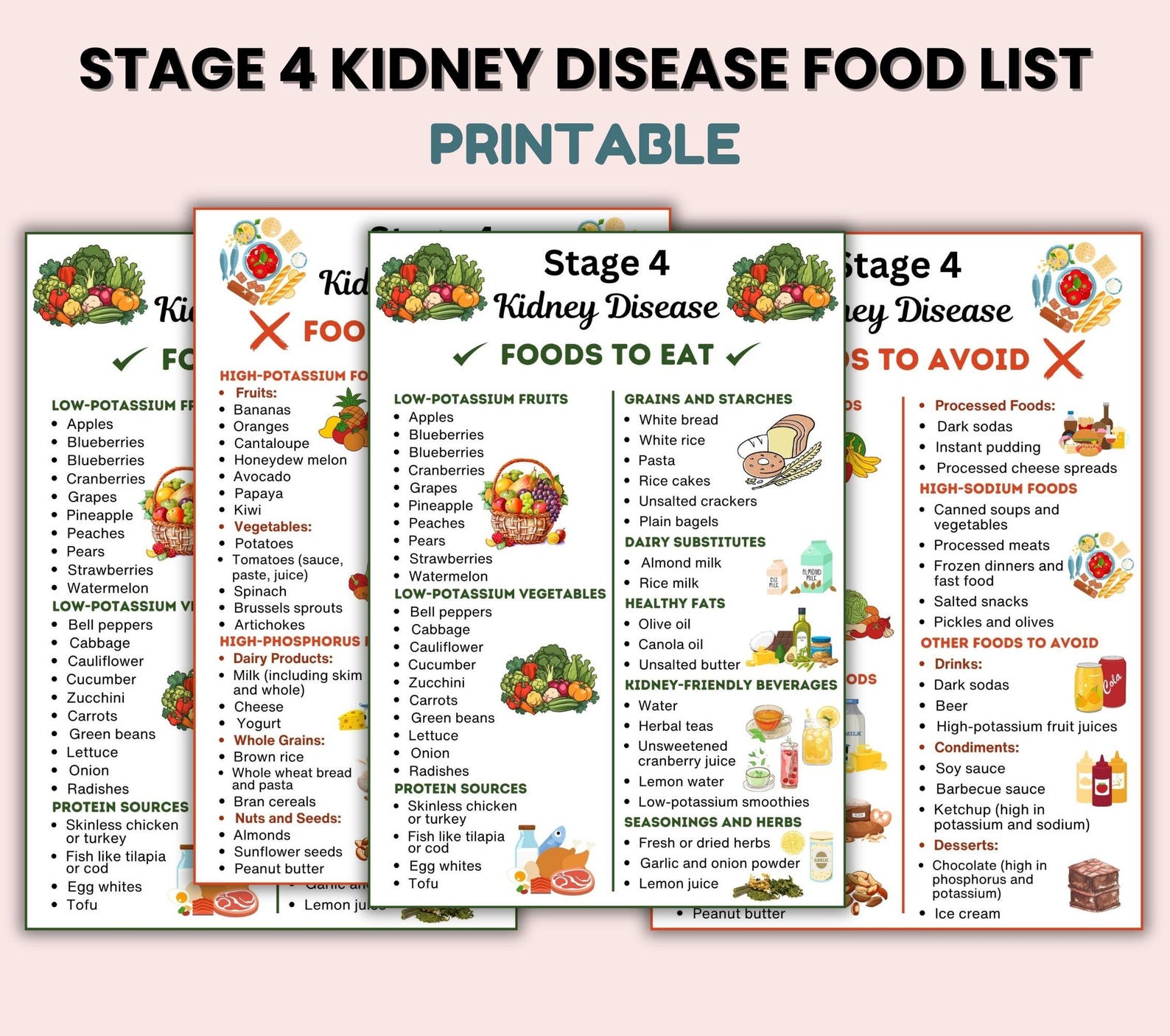 Kidney Disease Stage 4 Diet Meal Chart, Kidney Friendly Meal Ideas ...