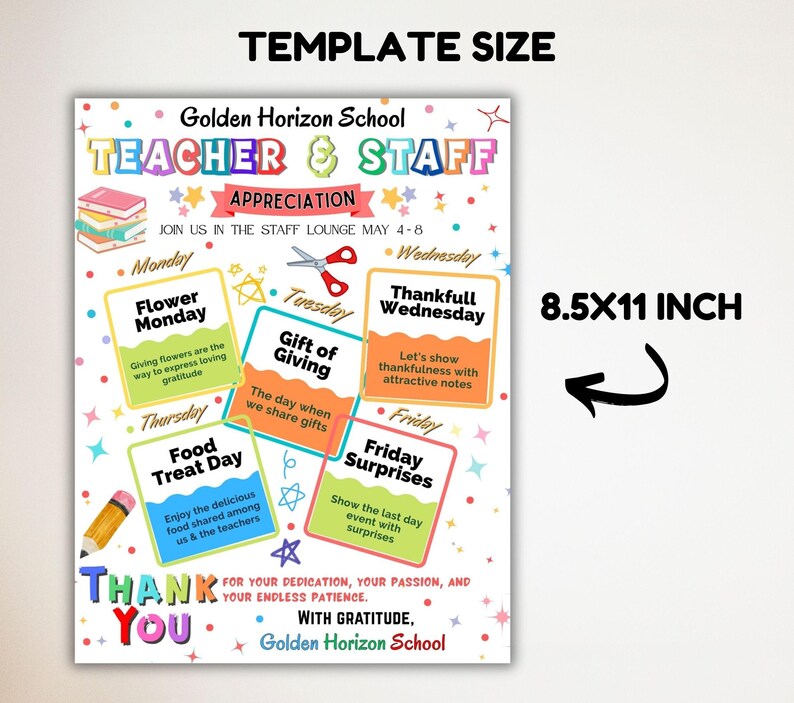 Teacher Appreciation Week Flyer Template Editable, Teacher & Staff ...