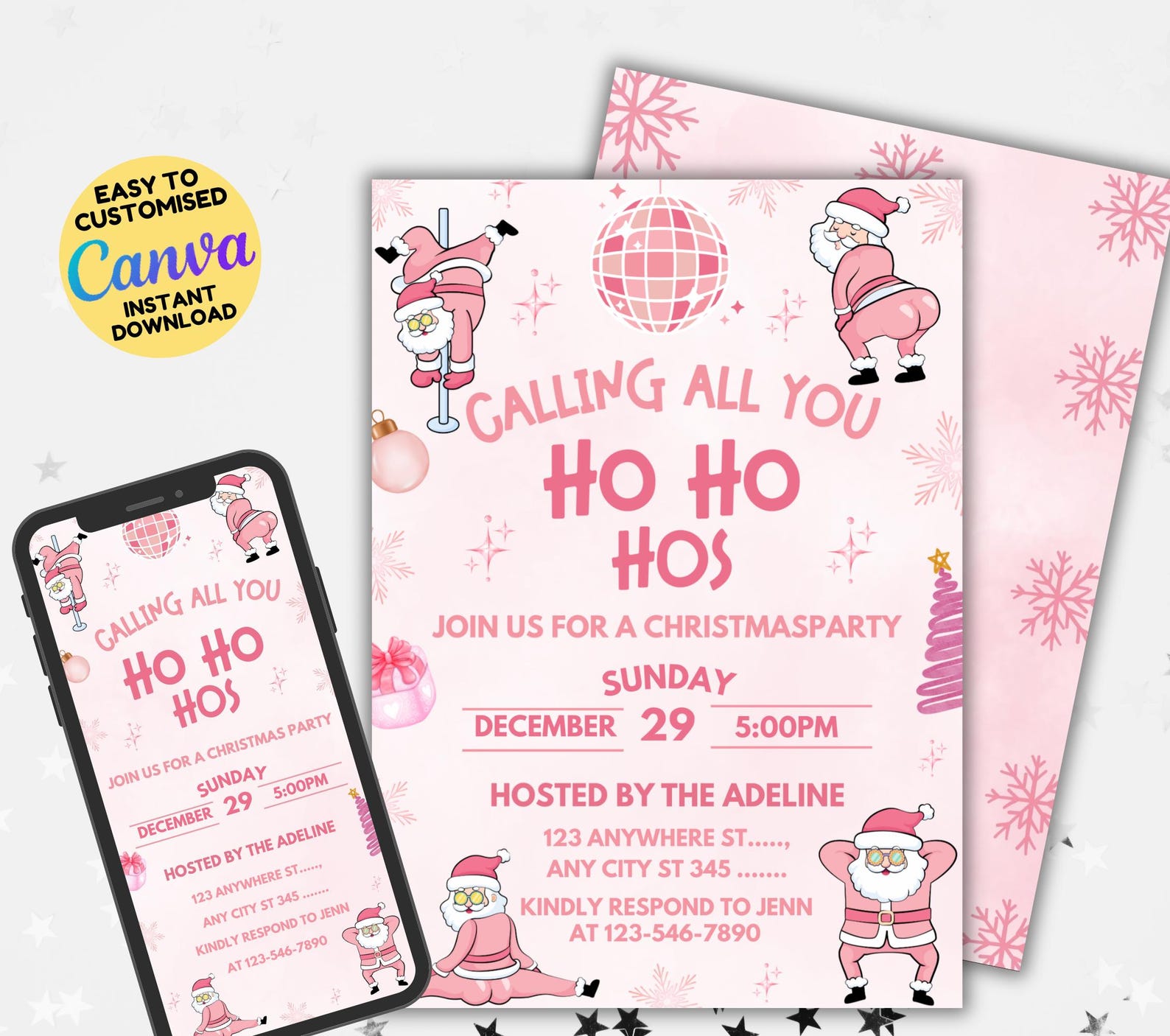 Calling All You Ho Ho Hos Invitation Christmas Girls Night Invite Funny ...