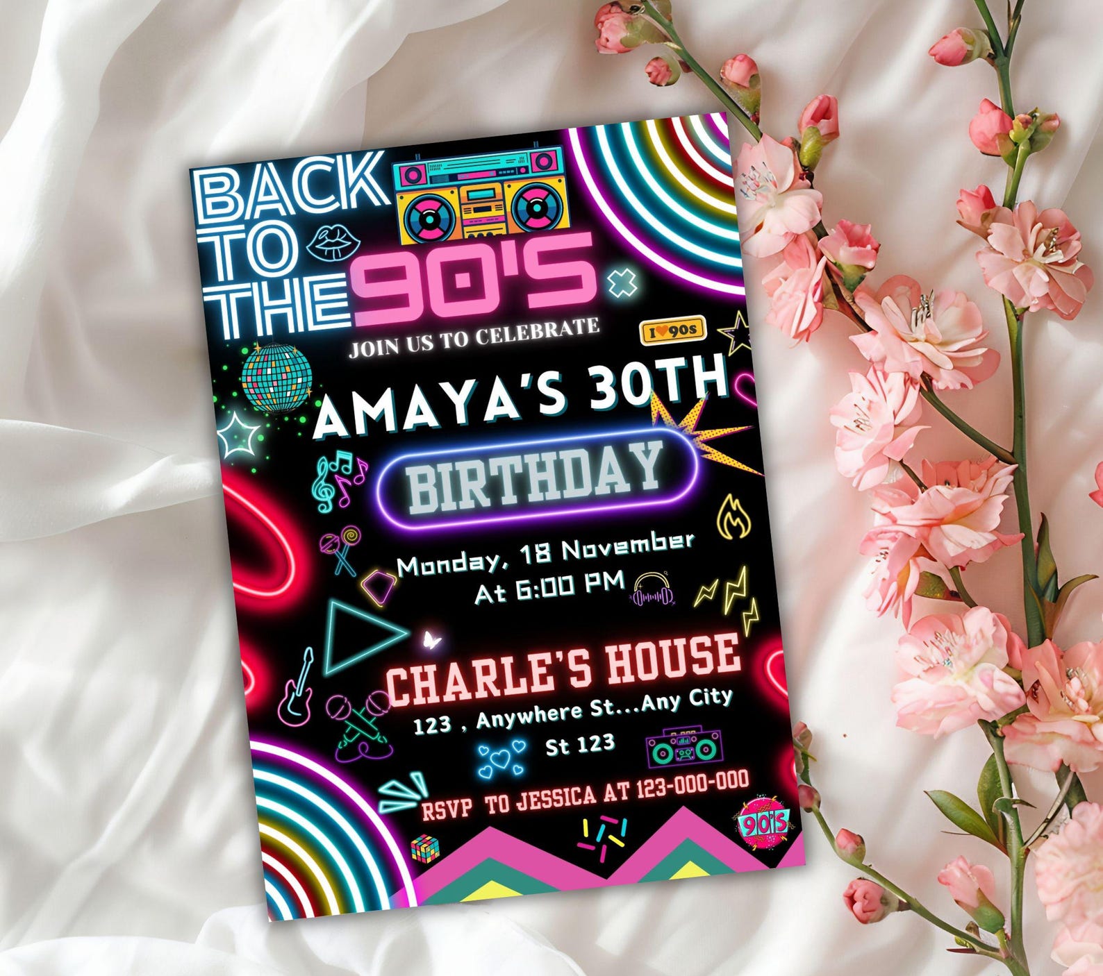 Editable 90s Party Invitation, Back to the 90s Party Invitation ...