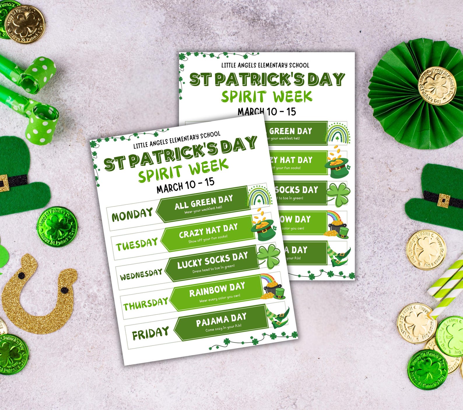 Editable St.patricks School Spirit Week Flyer Template, St. Patty's PTA ...