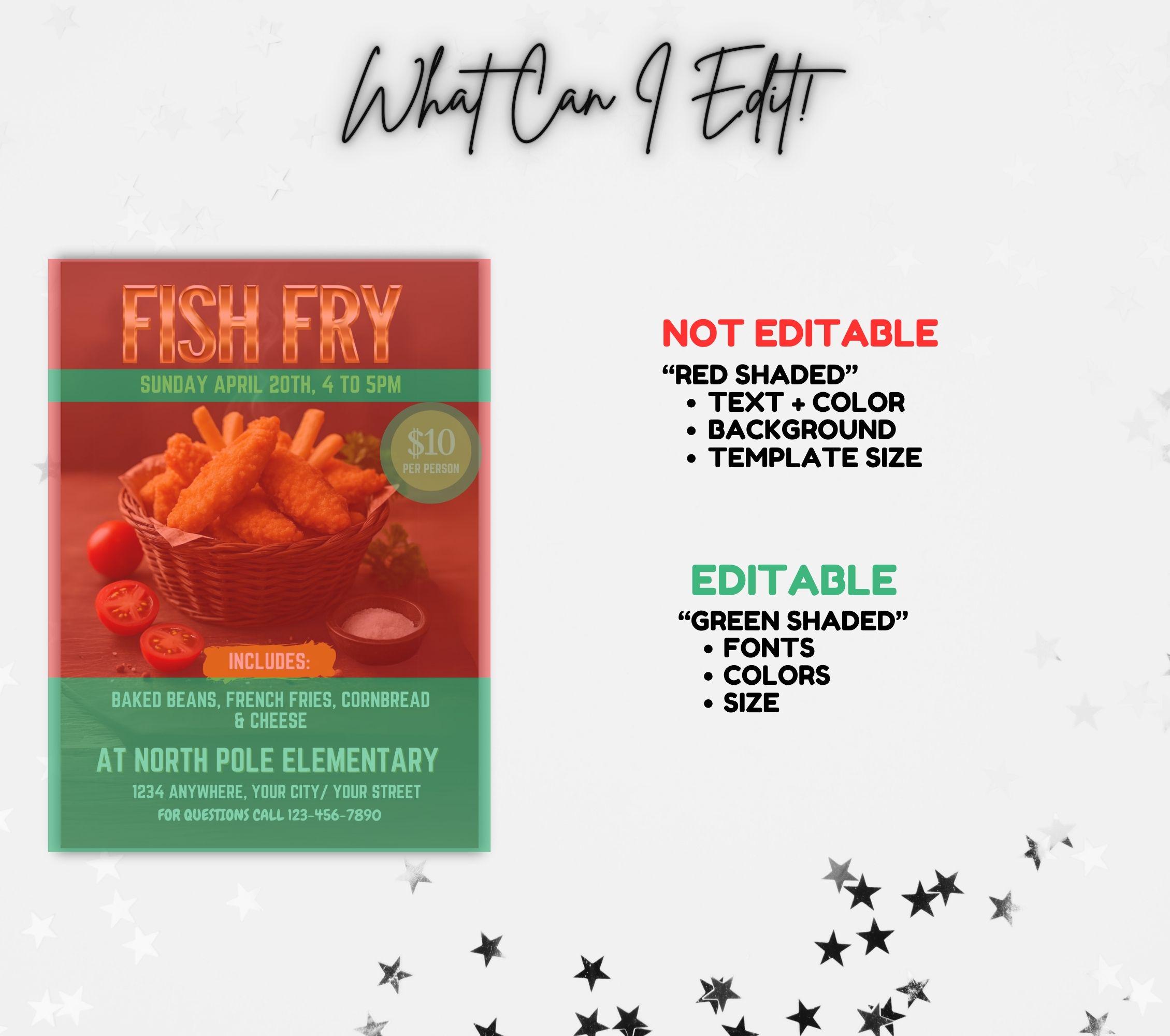 Editable Fish Fry Fundraiser Flyer Template (5x7 In) - Etsy