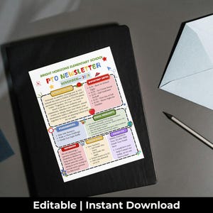 PTO PTA Newsletter Editable Template, Parent Communication, President's ...