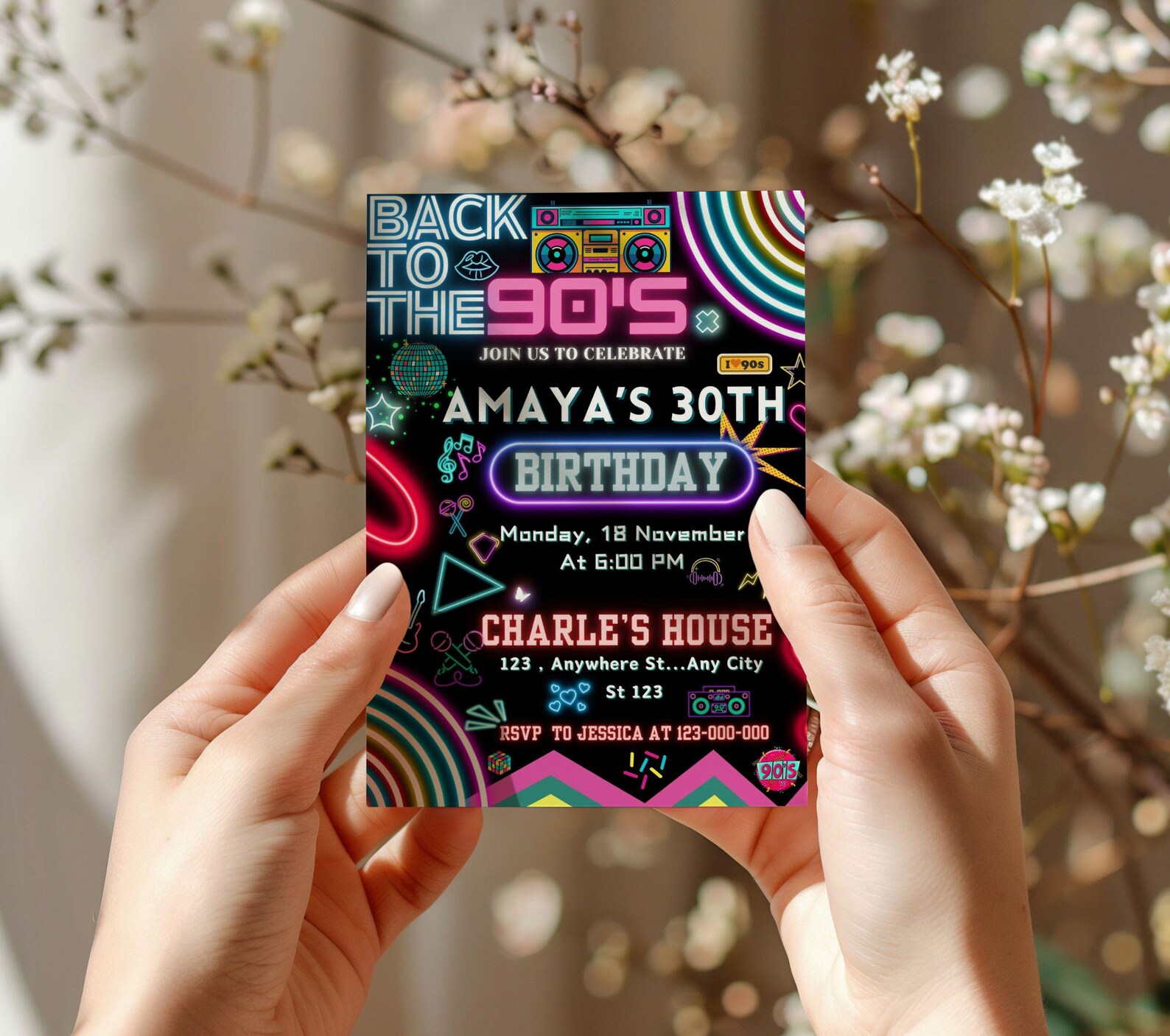 Editable 90s Party Invitation, Back to the 90s Party Invitation ...
