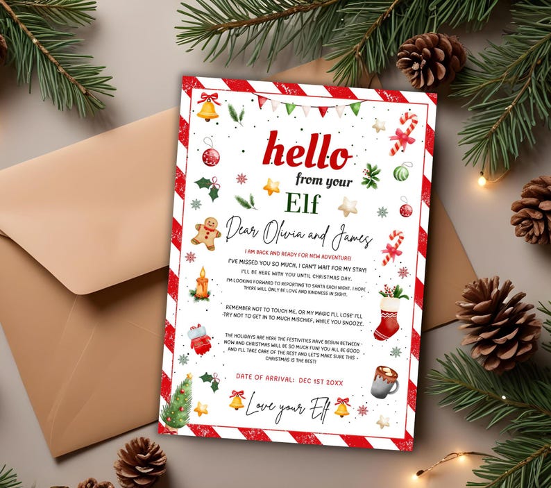 Editable Elf Letter, Elf Departure Letter, Elf Arrival Letter, Elf ...