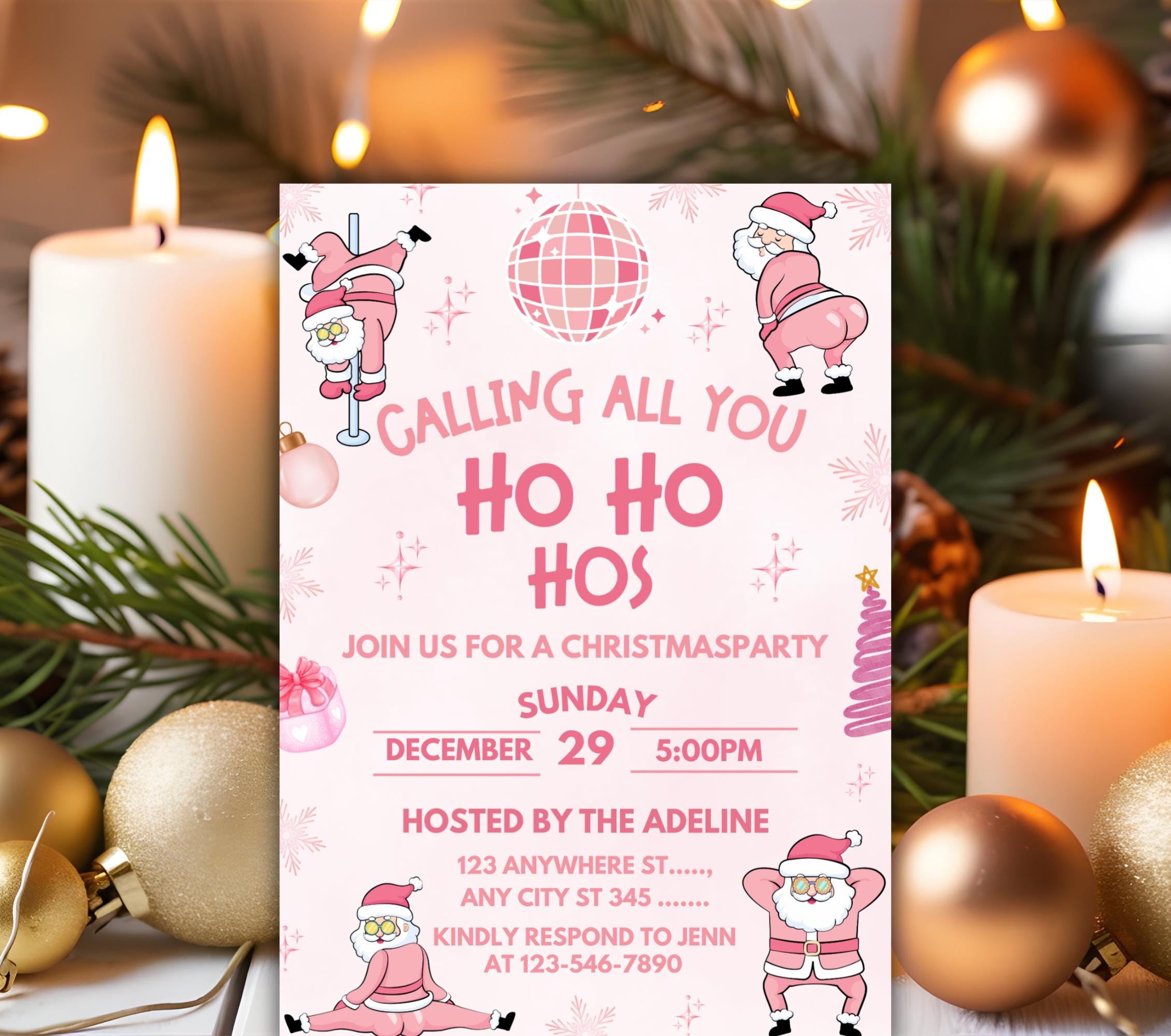 Calling All You Ho Ho Hos Invitation Christmas Girls Night Invite Funny ...