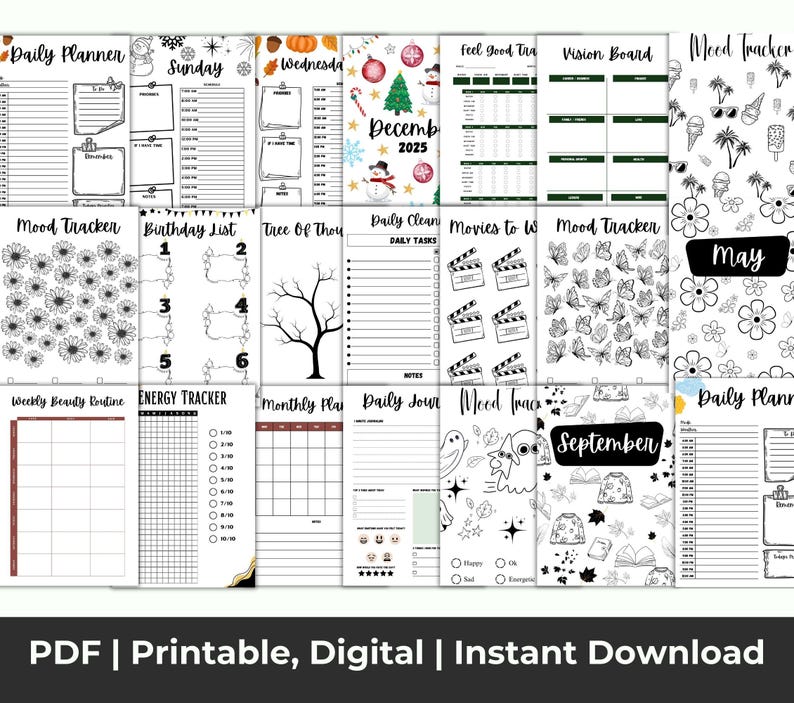 Paquete imprimible de Bullet Journal 2025, imprimibles de Bullet ...