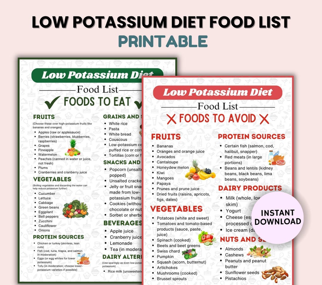 Low Potassium Diet Food List Printable, Stage 4 Kidney Disease Renal ...