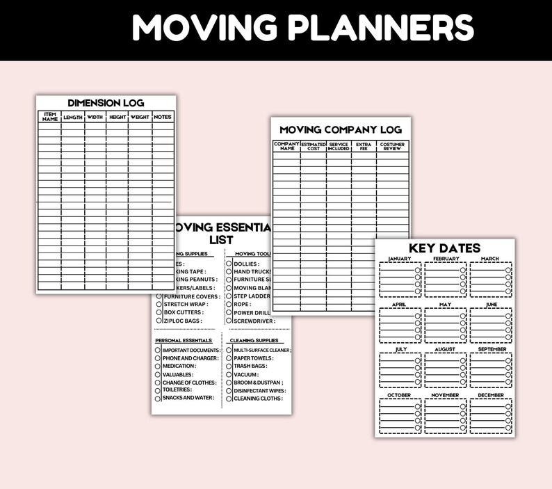 Moving Planner Printable, Moving Checklist, Moving Binder, Moving Gift ...