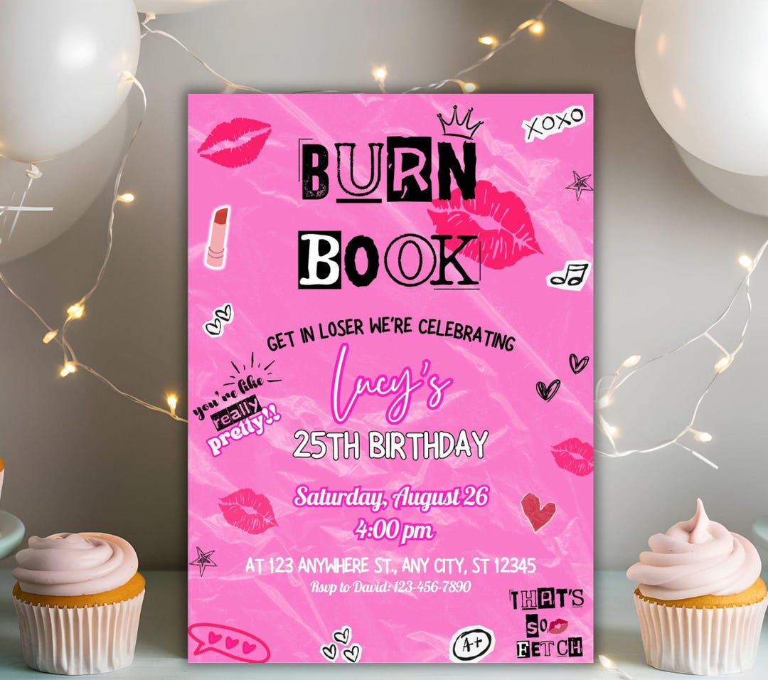Editable Mean Girls Inspired Birthday Invitation Template, Mean Girl's ...