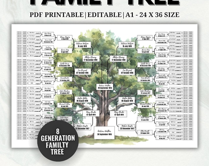 Editable Family Tree Template for Five Generations - Etsy Canada