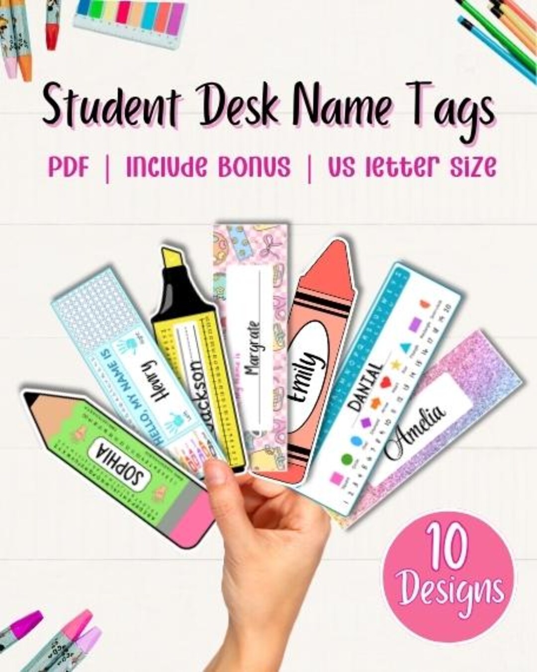 Back to School Label Name, Student Desk Name Tags, Desk Name Plates ...