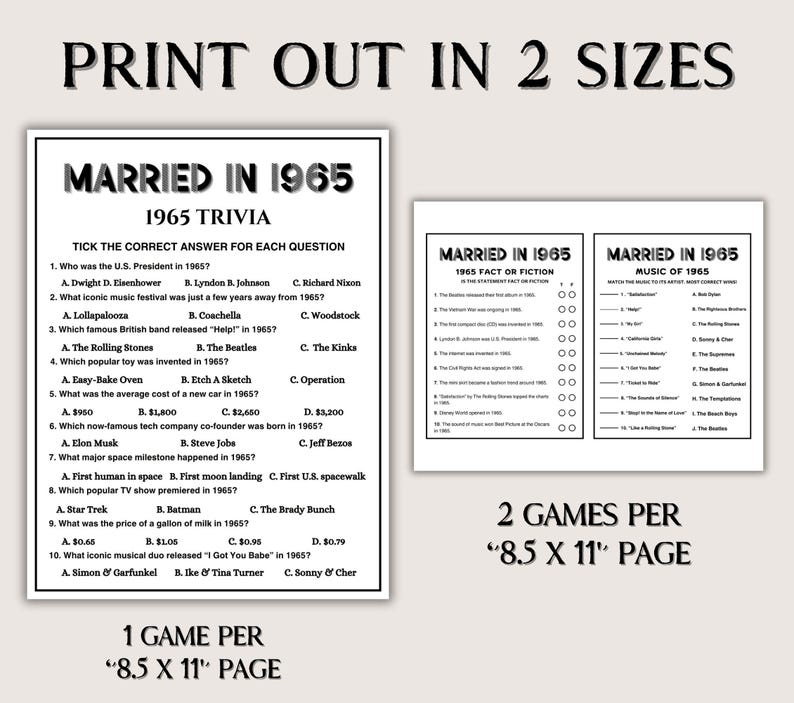 60th Anniversary Printable Games Bundle, Fun 60th Wedding Anniversary ...