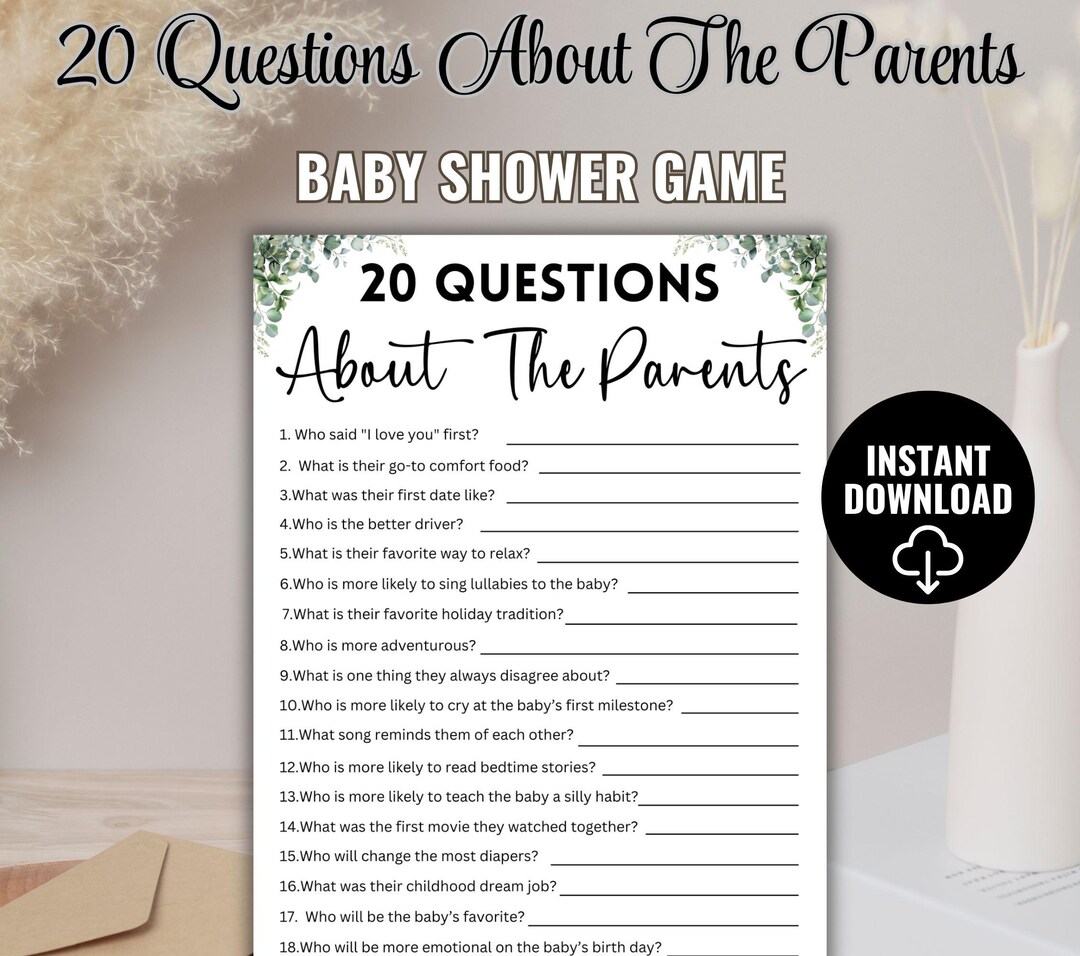 20 Questions About the Parents Game Printable, Twenty Questions Game ...