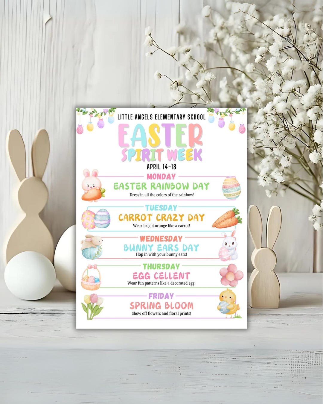 Easter School Spirit Week Flyer Template - Editable Design - Etsy UK