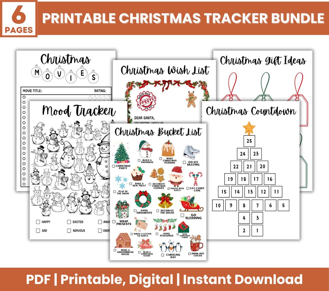 Christmas Tracker Bundle PRINTABLE, Christmas Journal Pages, Christmas ...
