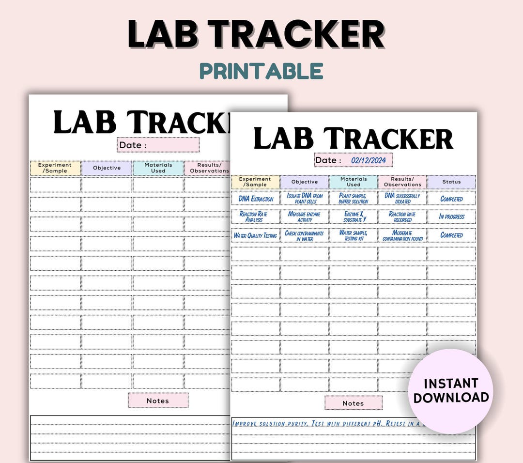 Printable Lab Tracker, Lab Results Tracker, Printable and Fillable ...