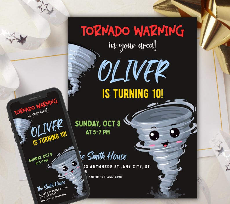 Editable Tornado Birthday Party Invitation Template, Tornado Birthday ...