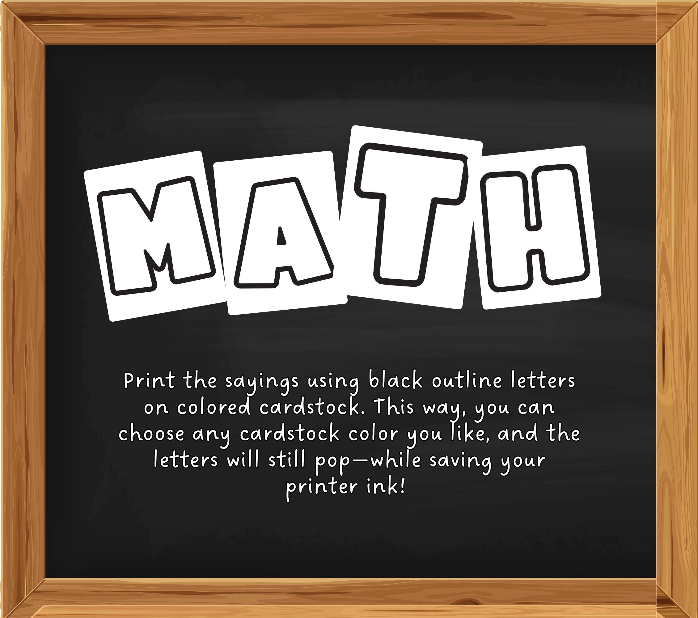 Math Bulletin Board Kit, Back to School Motivational Bulletin Board ...
