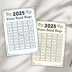 Vision Board Bingo Editable, 2025 Bingo Card Template, New Year ...