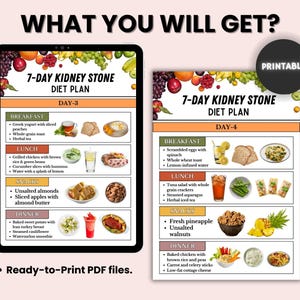 Kidney Stone 7-day Diet Plan Printable, Low Oxalate Foods, Renal Diet ...