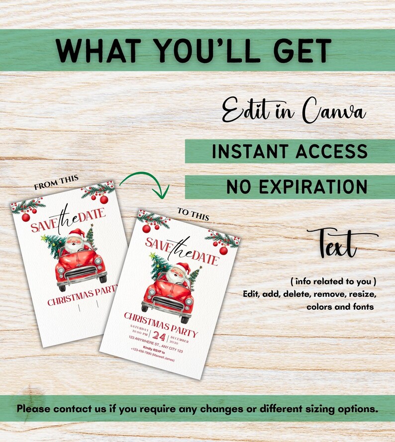 Editable Save the Date Christmas Invitation, Christmas Party Invitation ...