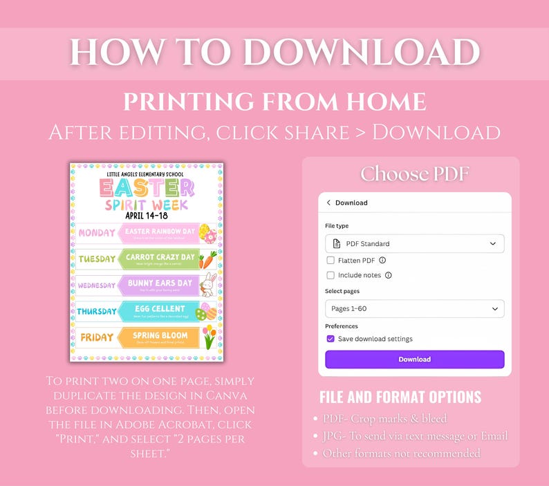 Editable Easter School Spirit Week Flyer Template, Easter Themed School ...