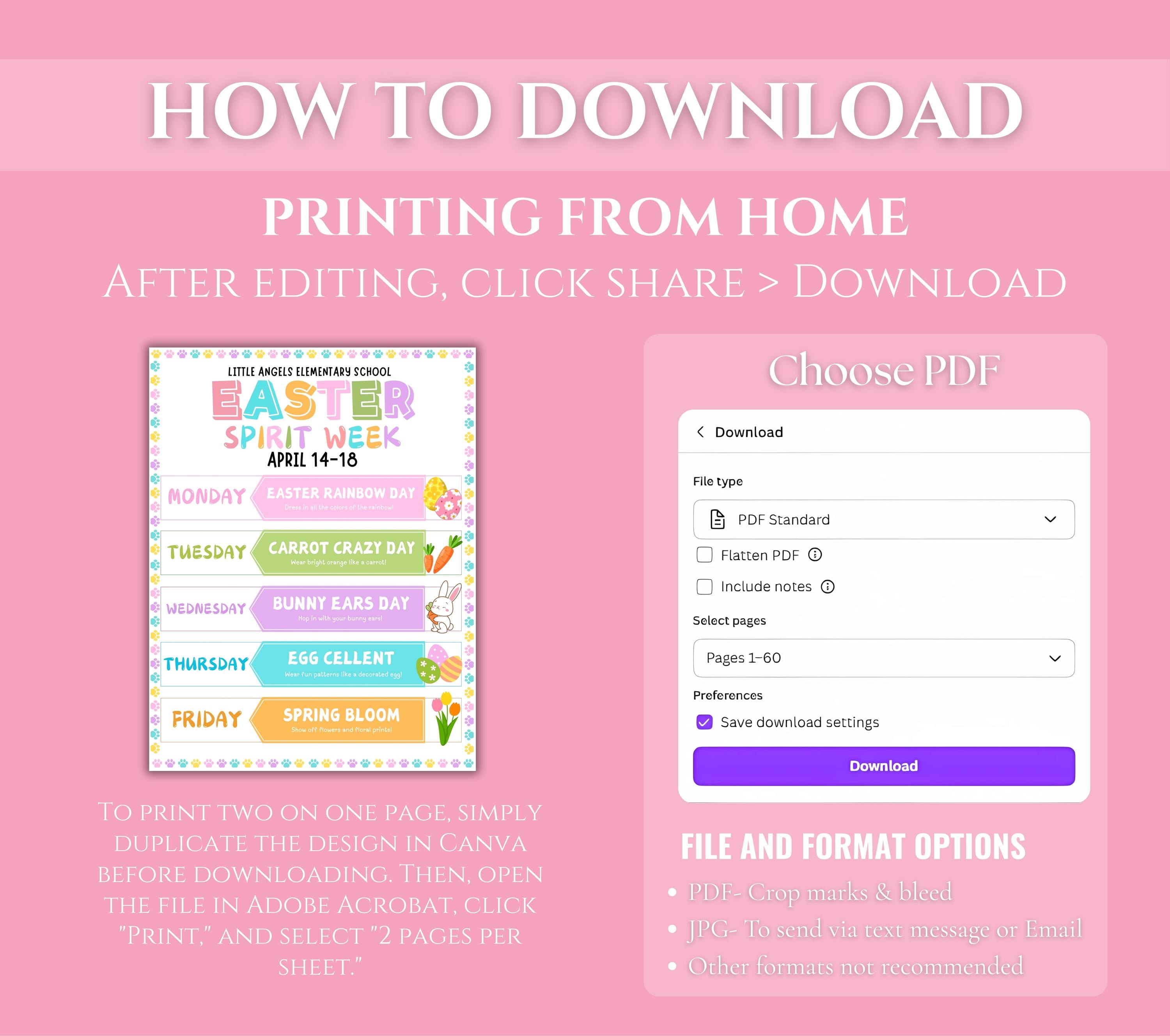Editable Easter School Spirit Week Flyer Template, Easter Themed School ...