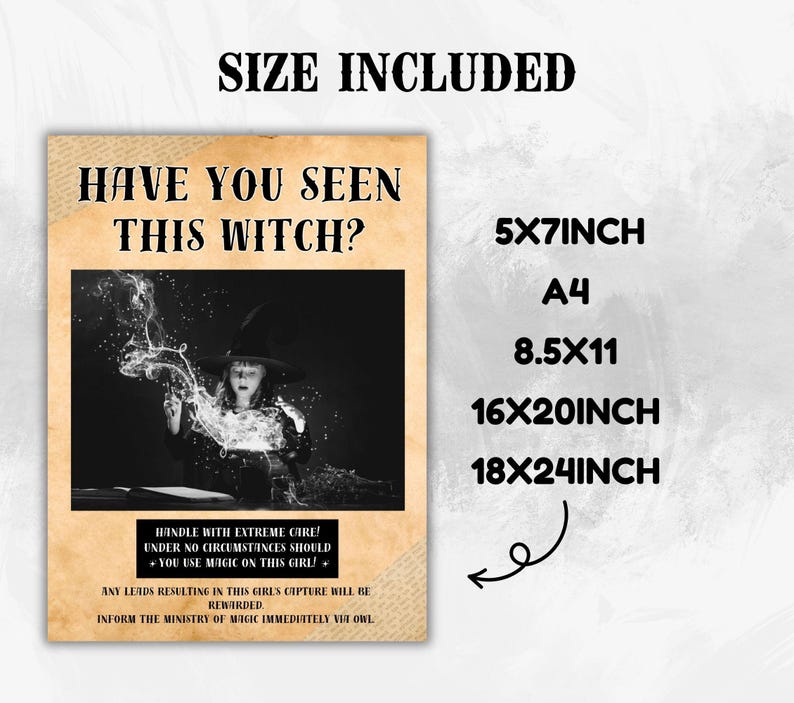 Editable Have You Seen This Wizard Party Poster Template, Wizard Wanted ...