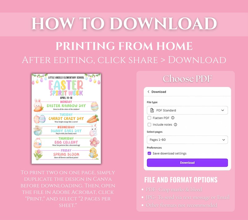 Easter School Spirit Week Flyer Template - Editable Design - Etsy UK