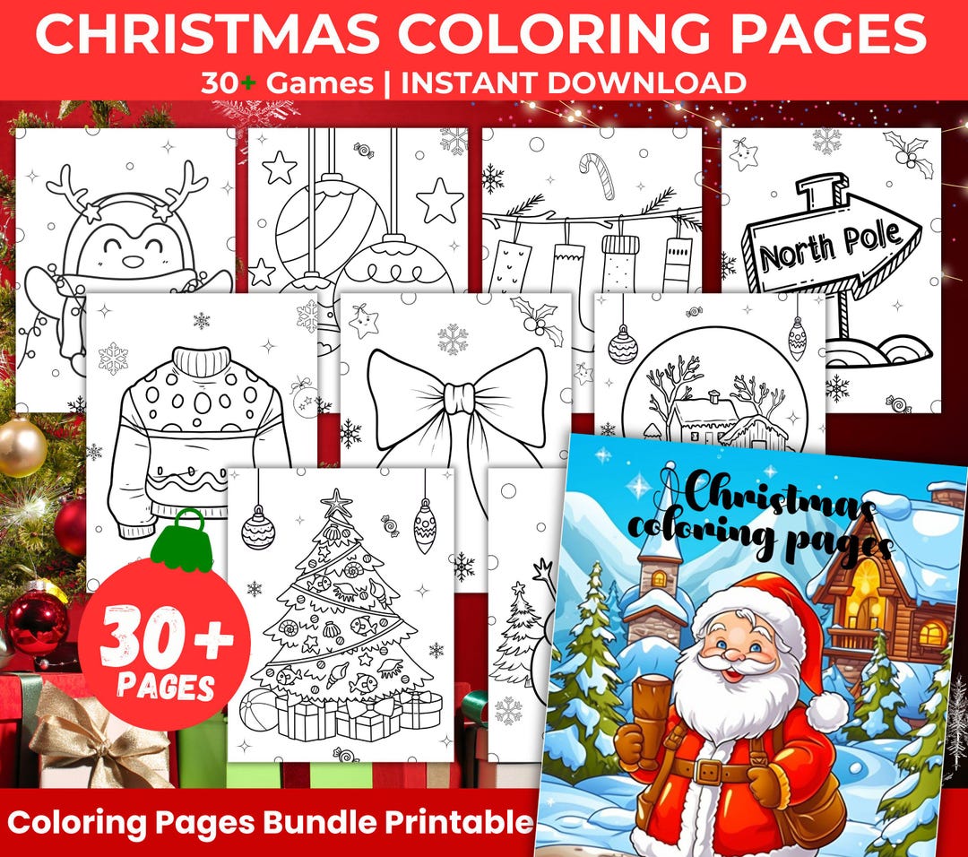 Christmas Coloring Pages Printable, Christmas Kids Activity, Christmas ...