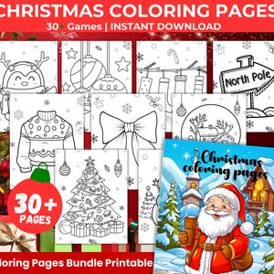 Christmas Coloring Pages Printable, Christmas Kids Activity, Christmas ...