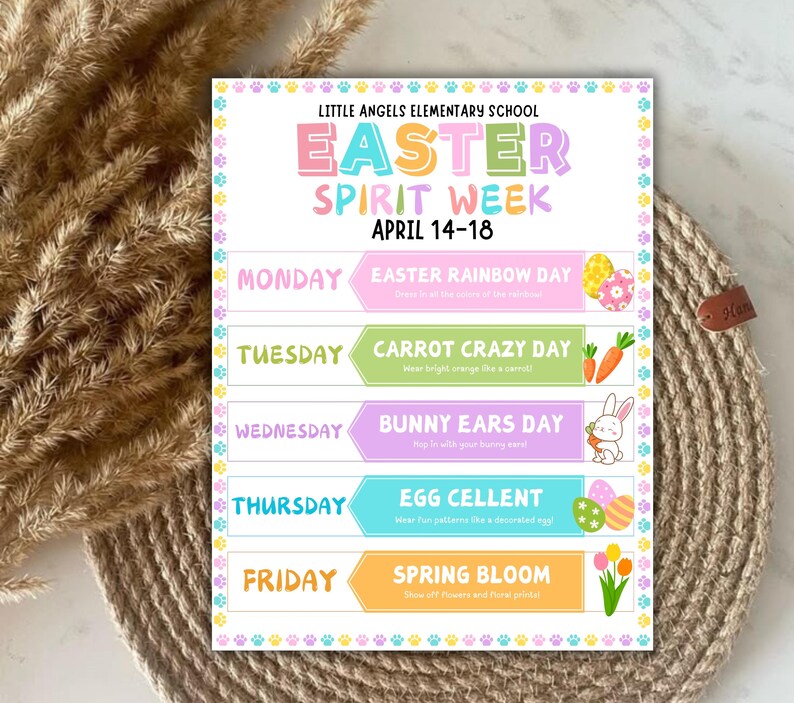 Editable Easter School Spirit Week Flyer Template, Easter Themed School ...