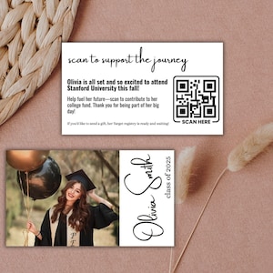 Editable College Fund Card Venmo Graduation QR Code Insert Card ...